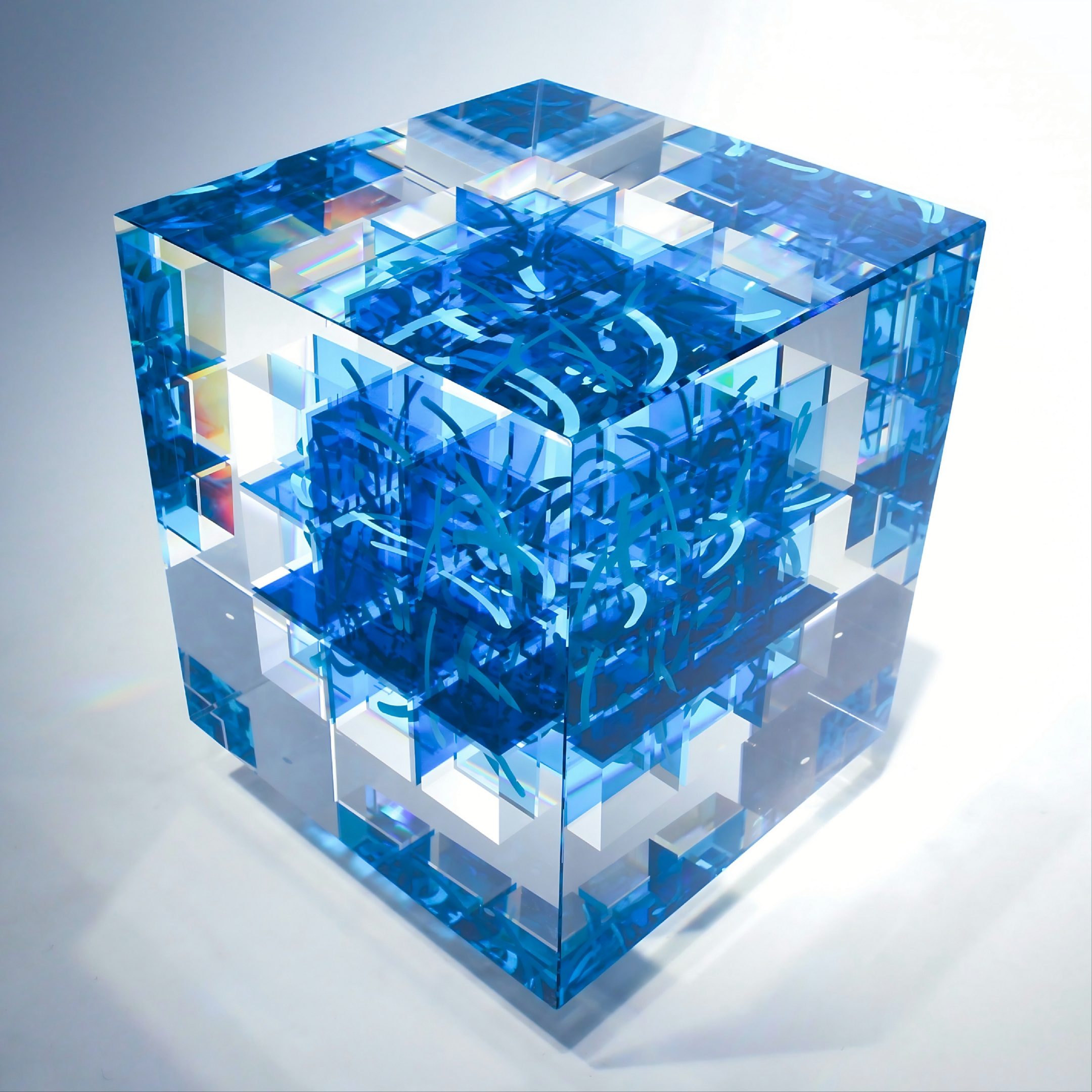 Aqua Marinesque Cube - Toland Sand · Glass Studio